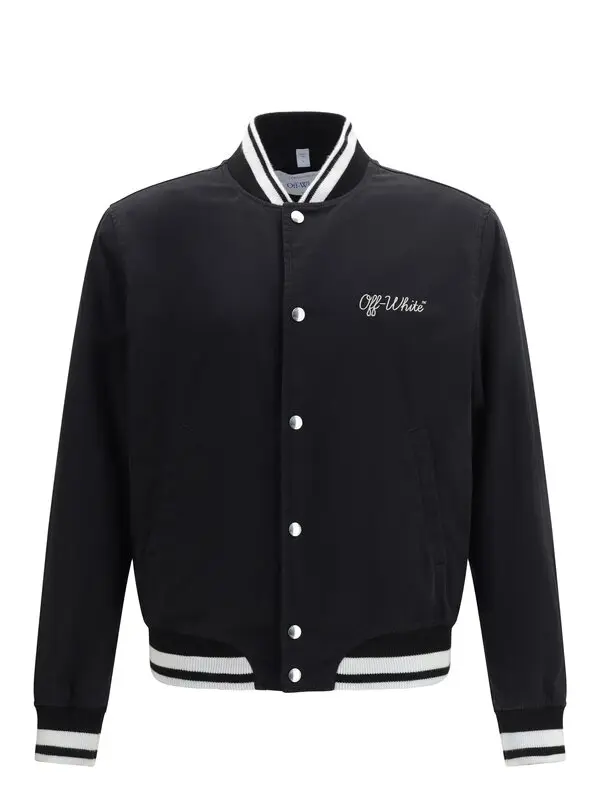 Off-White Script Cotgab Souvenir Varsity Jacket - Black