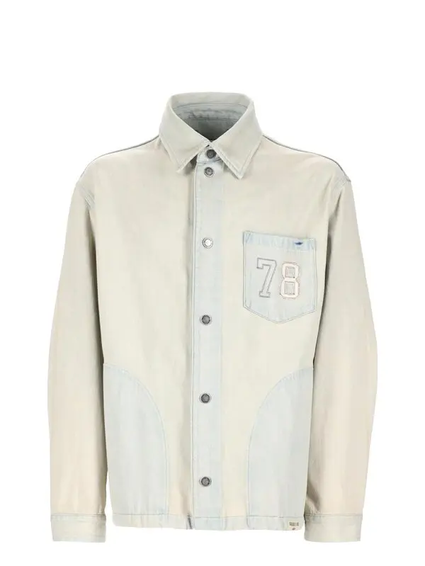 GOLDEN GOOSE Giacca In Denim Con Tasca Ricamata - Cream