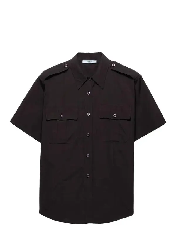 Prada Short-sleeved Poplin Utility Shirt - Black