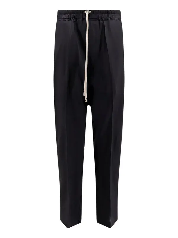 Rick Owens Drawstring Long Certified Virgin Wool Trousers - Black