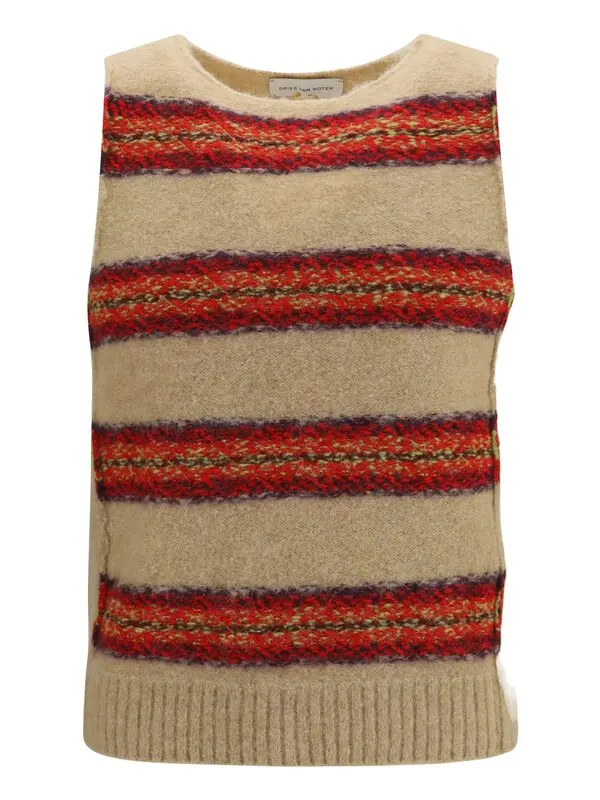 Dries Van Noten Striped Sleeveless Sweater Vest - Cream