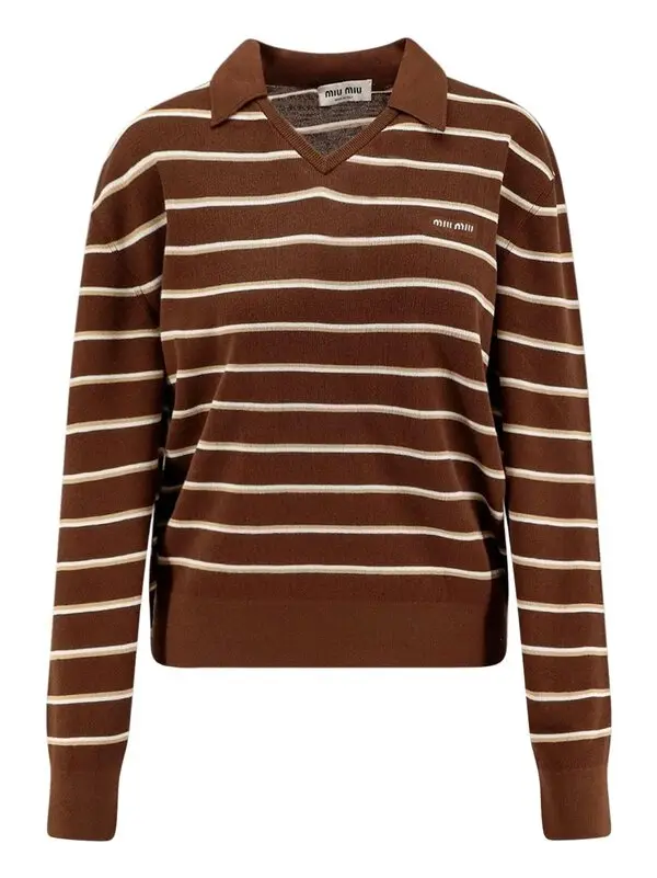 Miu Miu Striped Cotton Polo Shirt - Multicolor