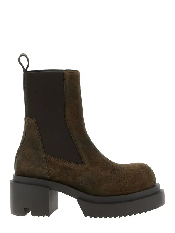 Rick Owens Beatle Bogun Suede Ankle Boots - Brown