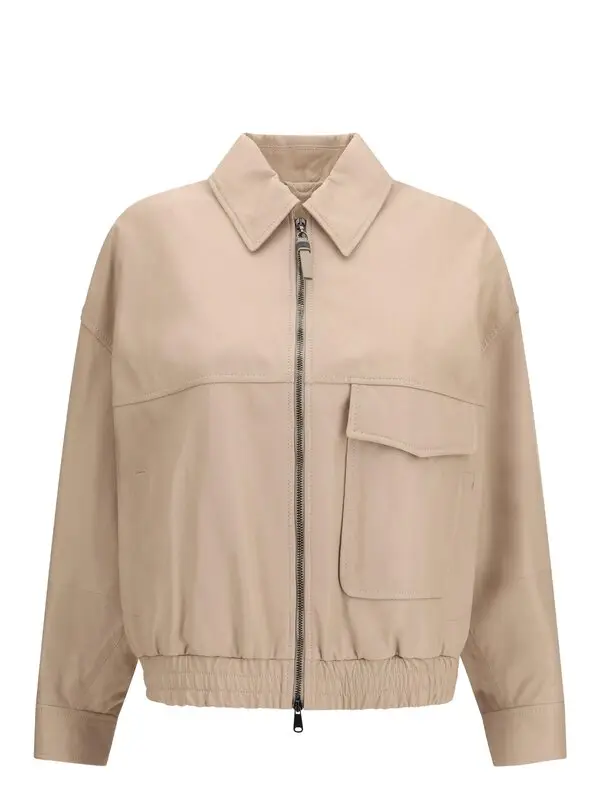 Brunello Cucinelli Glossy Nappa Jacket - Cream