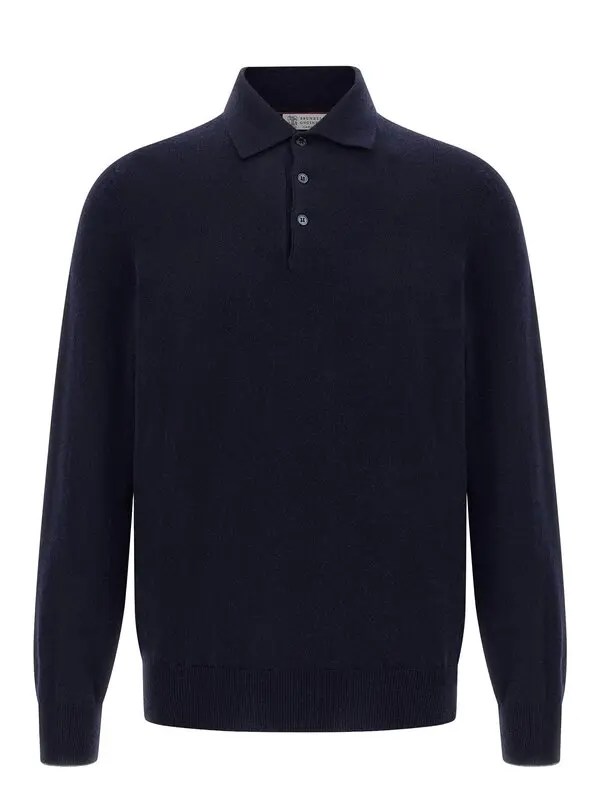 Brunello Cucinelli Cashmere Polo Shirt - Blue