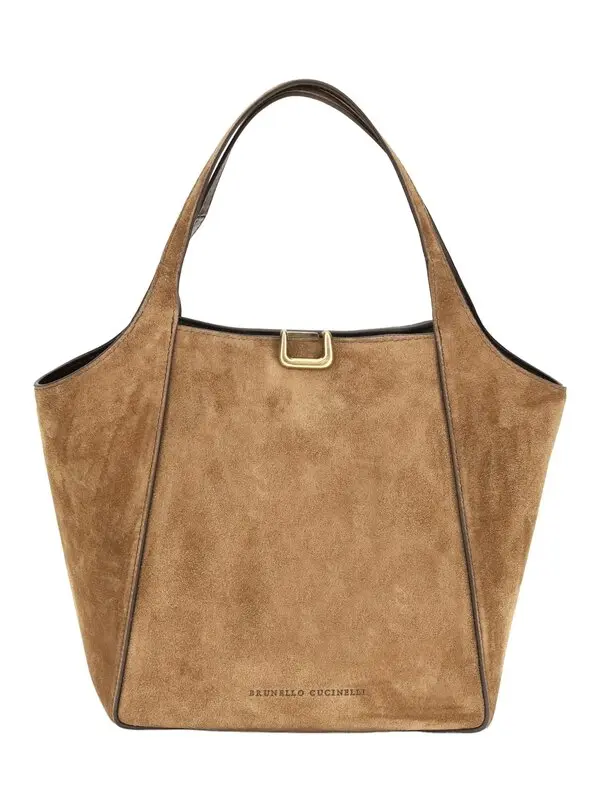 Brunello Cucinelli Suede Bucket Bag - Cream