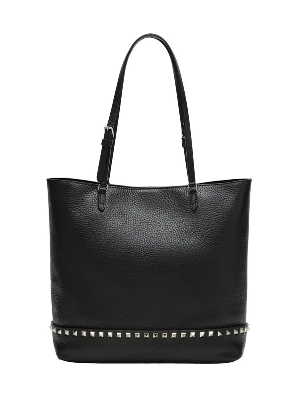 Valentino Garavani Medium Rockstud Shopper Bag In Leather - Black