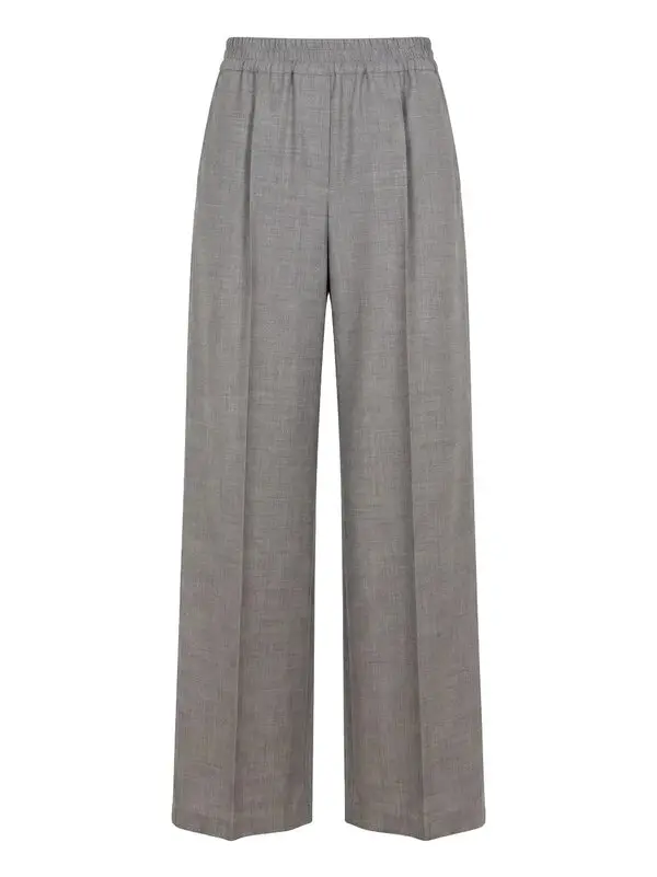 Brunello Cucinelli Wide Leg Wool Pants - Multicolor