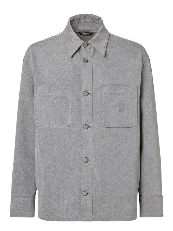 Fendi Stone Bleached Denim Jacket - Gray