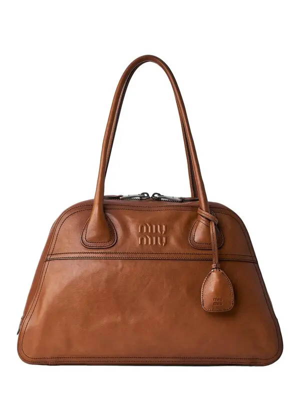 Miu Miu Embossed Leather Top Handle Bag - Brown