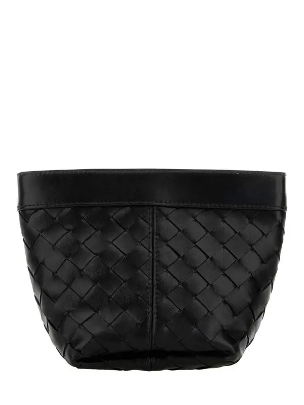 Bottega Veneta Leather Small Flip Flap Pouch - Black