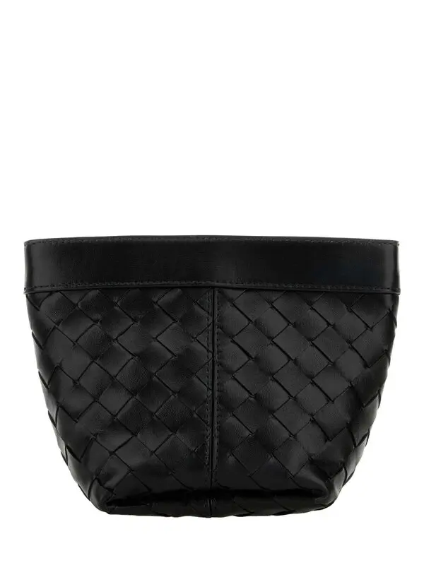 Bottega Veneta Leather Small Flip Flap Pouch - Black