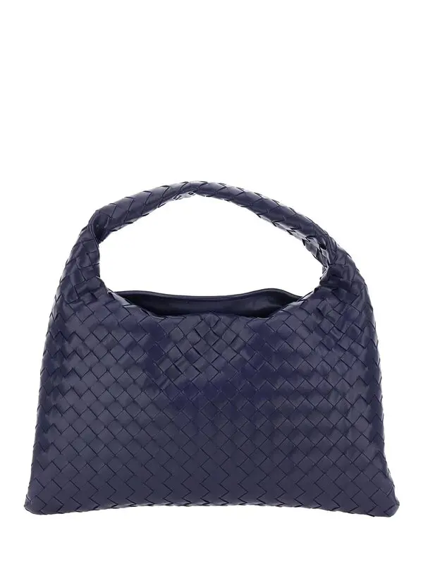 Bottega Veneta Hop' Blue Shoulder Bag With Intreccio Motif In Leather For - Multicolor