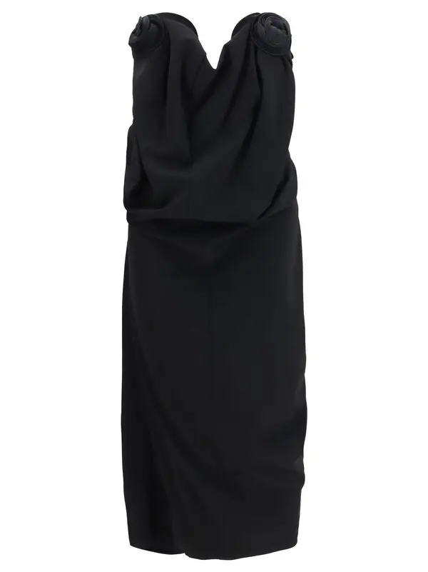 Magda Butrym Draped Dress With Sculptural Floral Details - Black