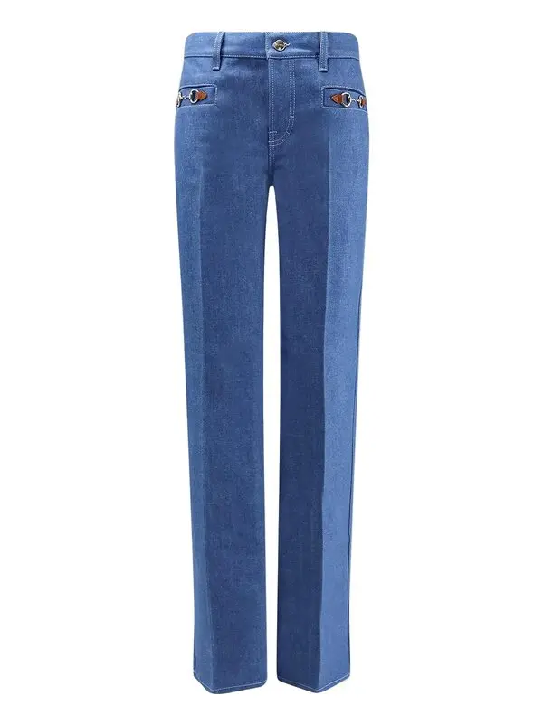 Gucci Cotton Jeans With Iconic Frontal Horsebits - Multicolor