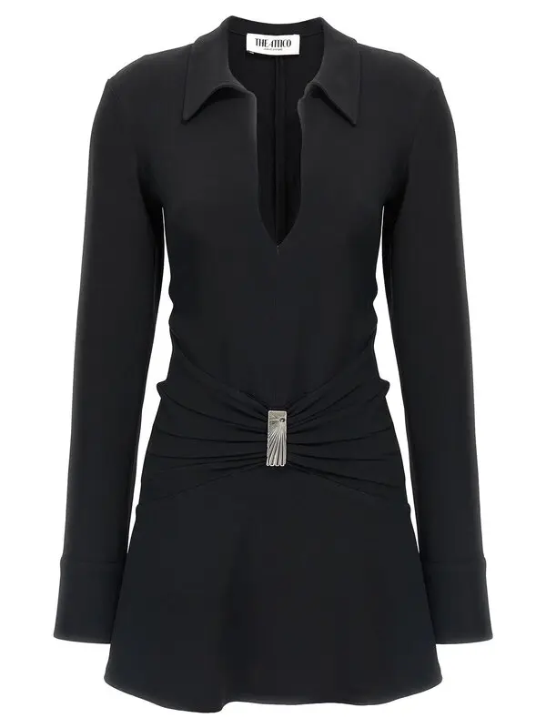 Attico Cady Polo Mini Dress - Black
