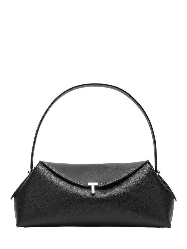 TOTEME T-lock Grained Leather Shoulder Bag - Black