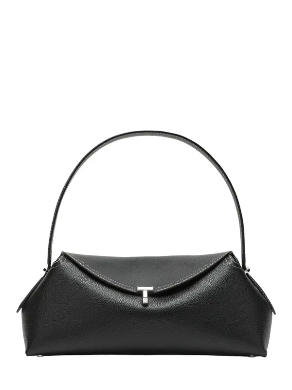 TOTEME T-lock Grained Leather Shoulder Bag - Black