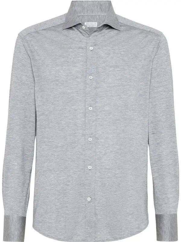 Brunello Cucinelli Silk And Cotton Jersey Shirt With Spread Collar - Multicolor