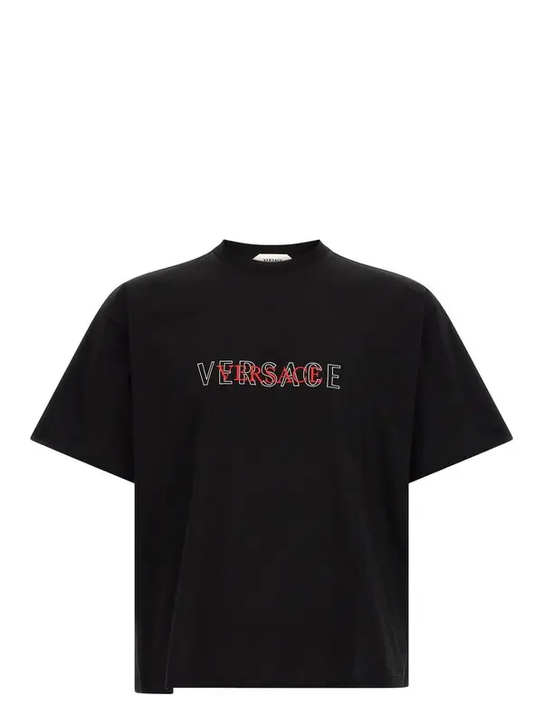 Versace Logo' T-shirt - Black