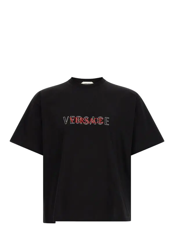 Versace Logo' T-shirt - Black