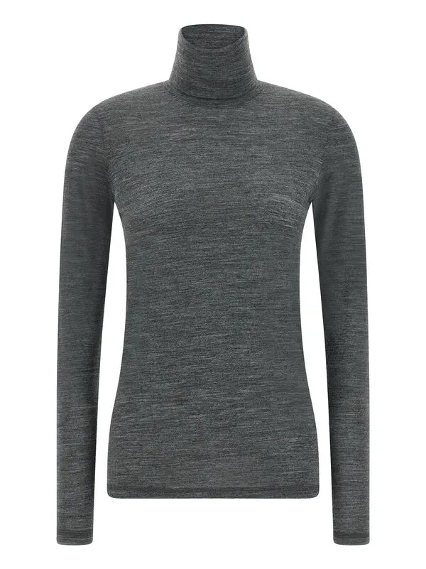 JIL SANDER High Neck Long Sleeve T-shirt - Gray