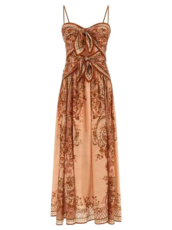 Zimmermann Aster Silk Paisley Midi Dress - Pink