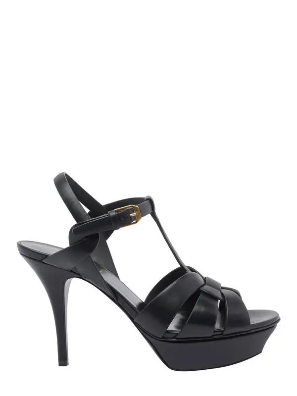 Saint Laurent Tribute Platform Pump Sandals - Black