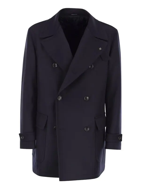 Tagliatore Lawrence Double-breasted Coat In Virgin Wool - Blue