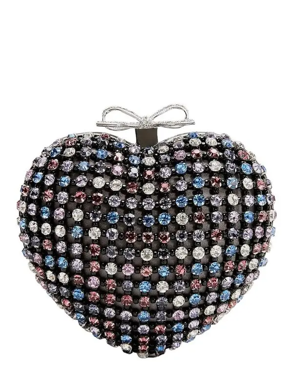 SELF-PORTRAIT Crystal Heart Clutch Bag - Multicolor