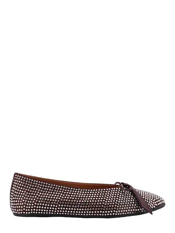 Attico Kali Satin Ballerinas With All-over Rhinestone Detail - Brown
