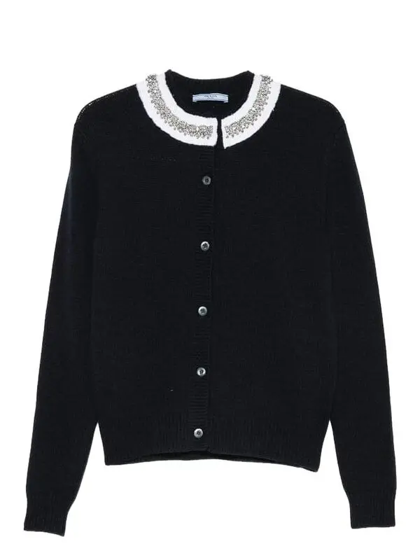 Prada Virgin Wool And Cashmere Cardigan - Blue