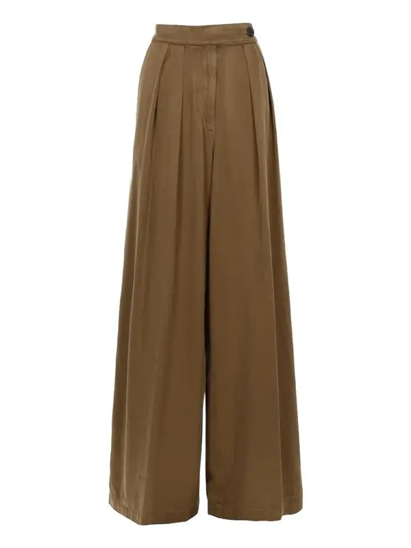 Dries Van Noten Pleated Wide Leg Trousers - Brown