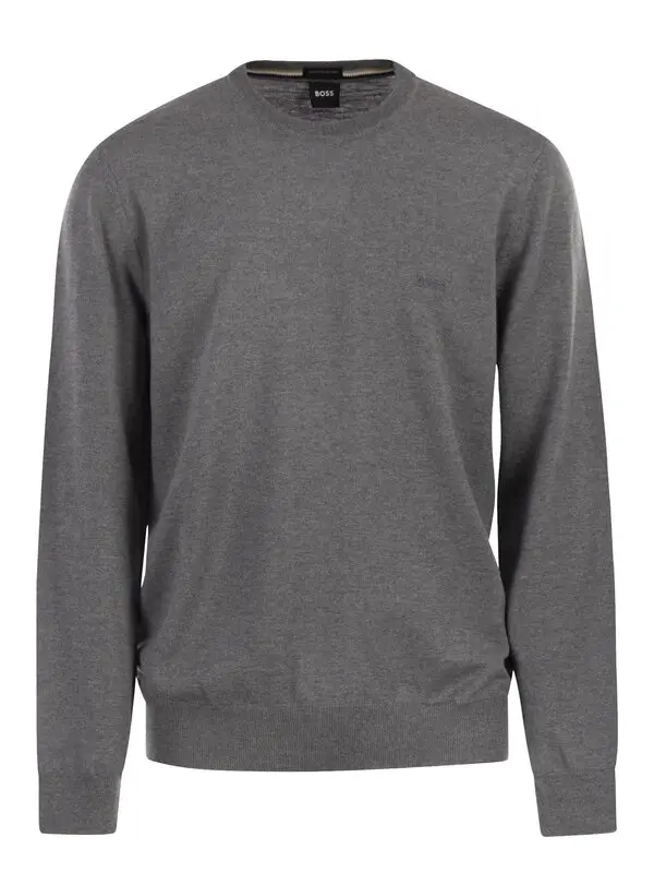 BOSS Virgin Wool Jumper - Gray