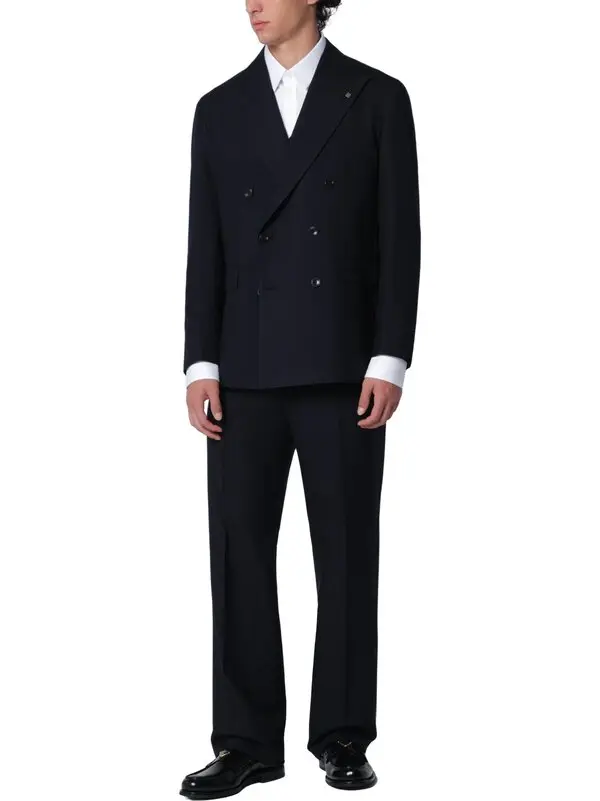 Tagliatore Double-breasted Suit In Wool - Blue