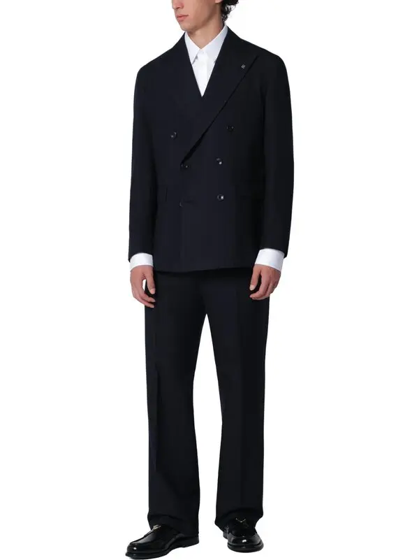 Tagliatore Double-breasted Suit In Wool - Blue