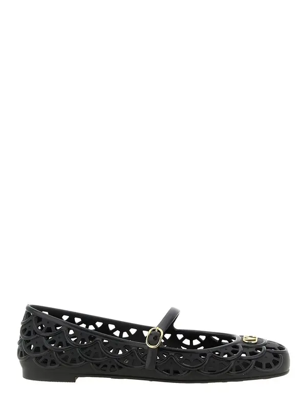Valentino Garavani Ondette Rubber Ballerina Flats - Black