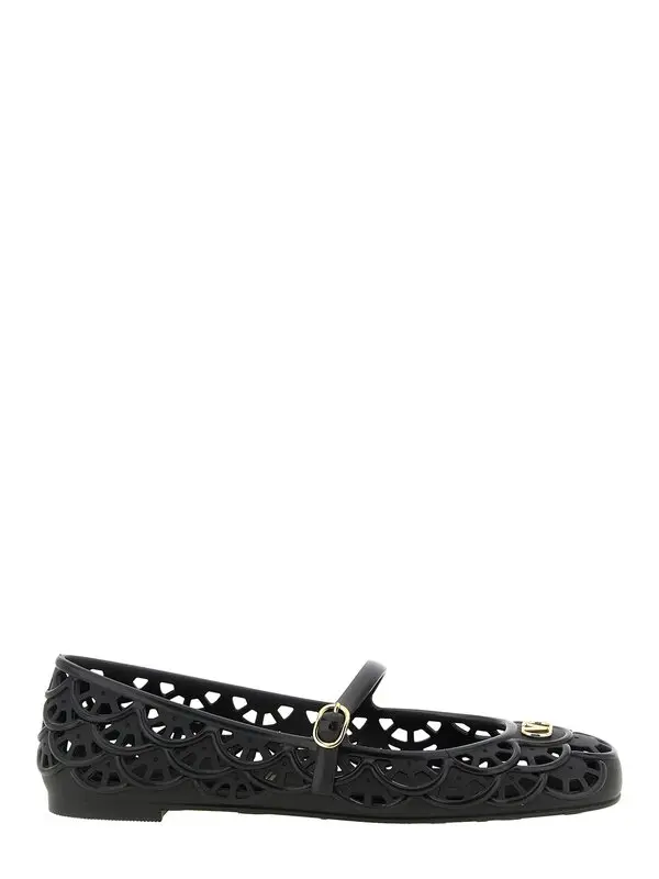 Valentino Garavani Ondette Rubber Ballerina Flats - Black
