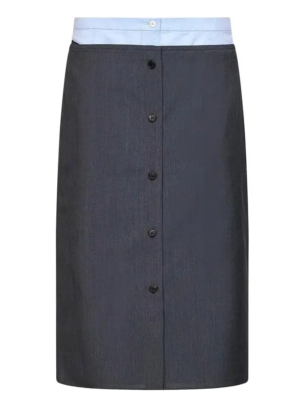 Prada Wool And Mohair Midi Skirt With Shirt-style Insert - Multicolor