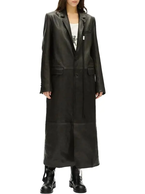 ANN DEMEULEMEESTER Leather Coat - Black