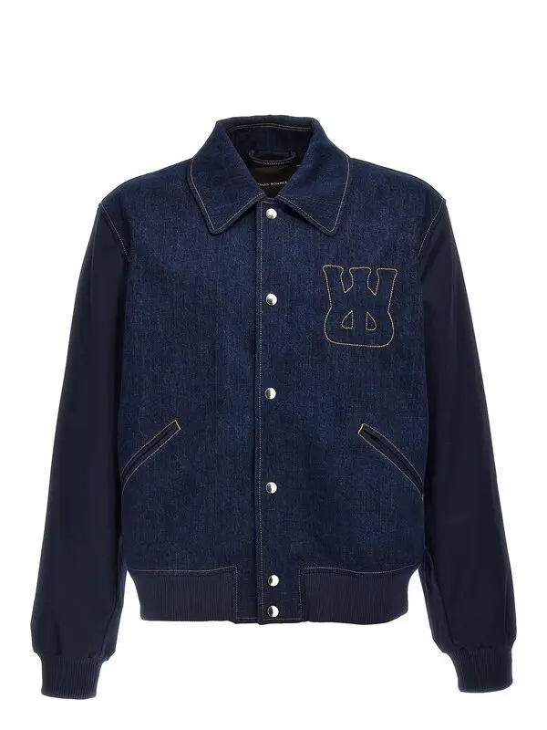 WALES BONNER The Echo Denim Varsity' Jacket - Blue