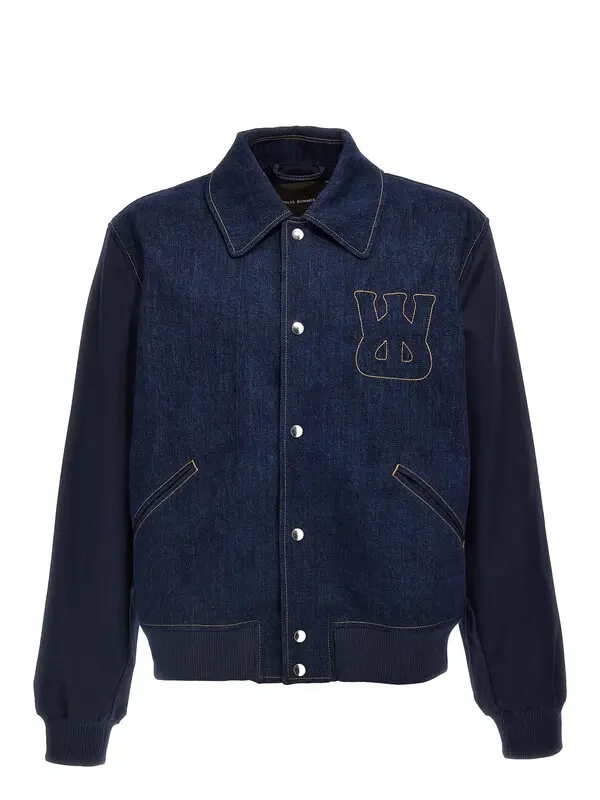 WALES BONNER Denim Varsity Jacket - Blue