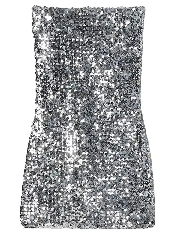 Gucci Sequin Strapless Cocktail Dress - Silver