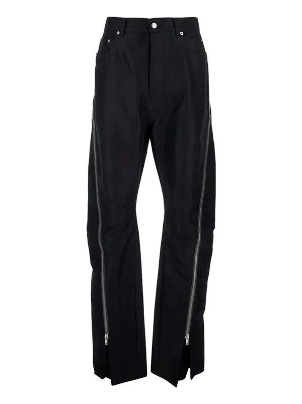 Rick Owens Bolan Banana Stretch Cotton Pants With Zip Details - Black