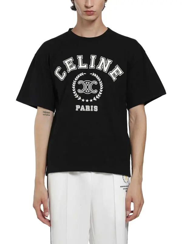 Celine Logo Cotton T-shirt - Multicolor