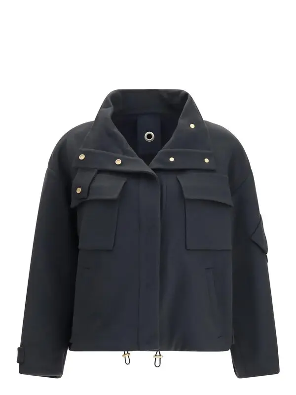 Giorgio Armani Coat Caban In Double Cashmere Blouson With High Collar - Gray