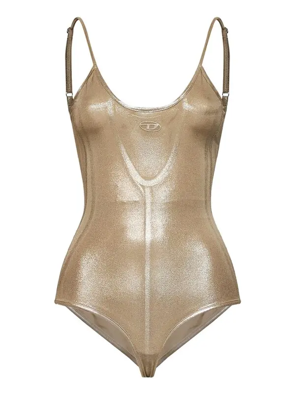 DIESEL® Gold Metallic Stretch Jersey T-imyny Bodysuit - Multicolor