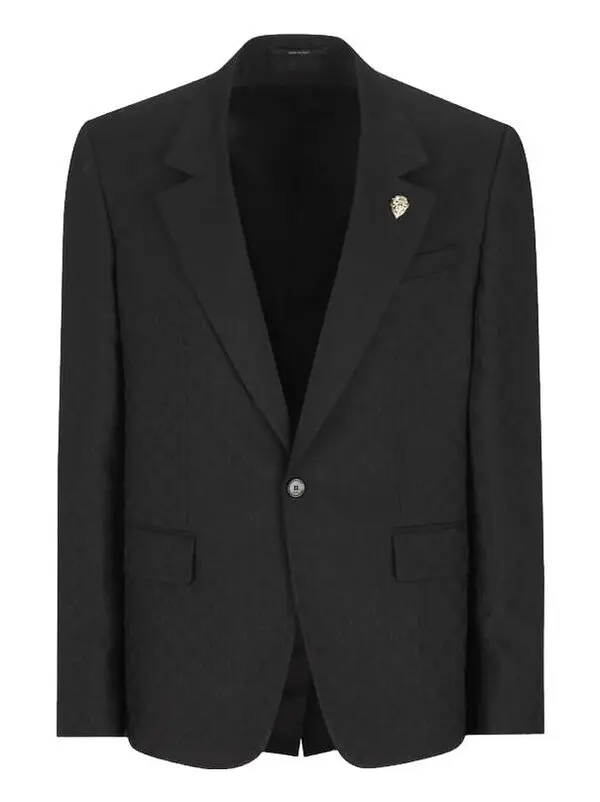Gucci Gg Patterned Single-button Blazer - Black