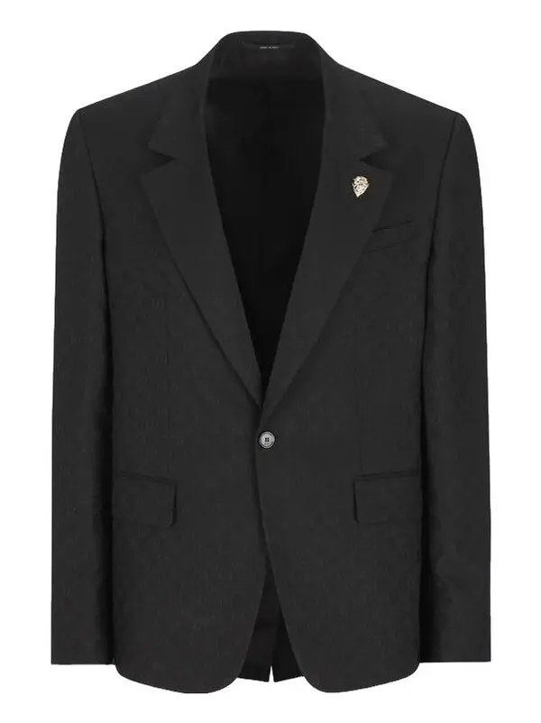 Gucci Gg Patterned Single-button Blazer - Black