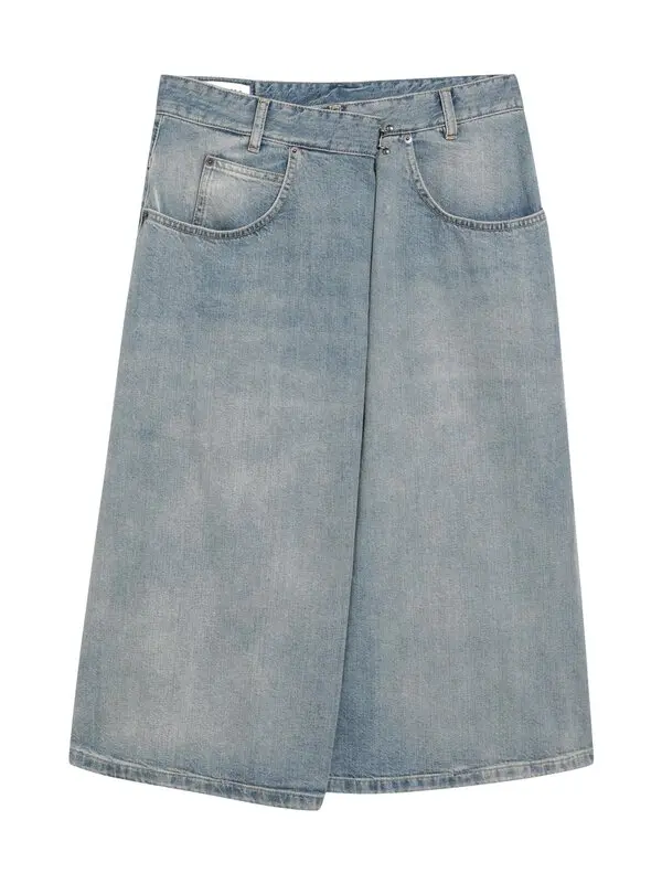 MAISON MARGIELA Midi Wrap Skirt In Denim - Blue